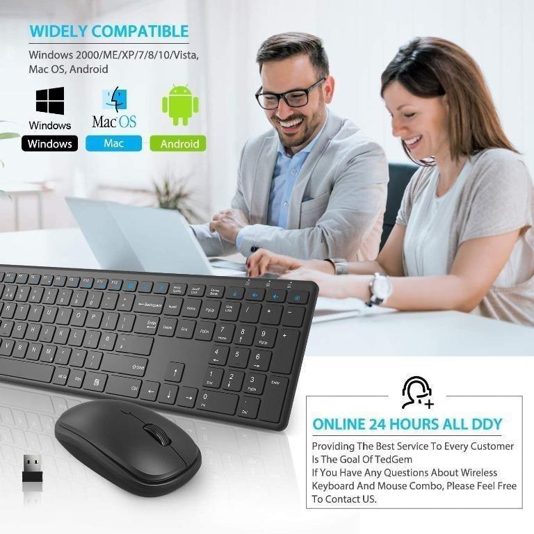 Tedgem Wireless Keyboard And Mouse Set 2 4g Ultra Slim Keyboard And Mouse Full Size Keyboard 3