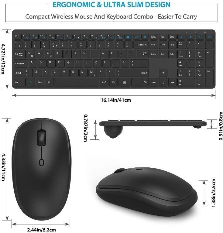 Tedgem Wireless Keyboard And Mouse Set 2 4g Ultra Slim Keyboard And Mouse Full Size Keyboard 3