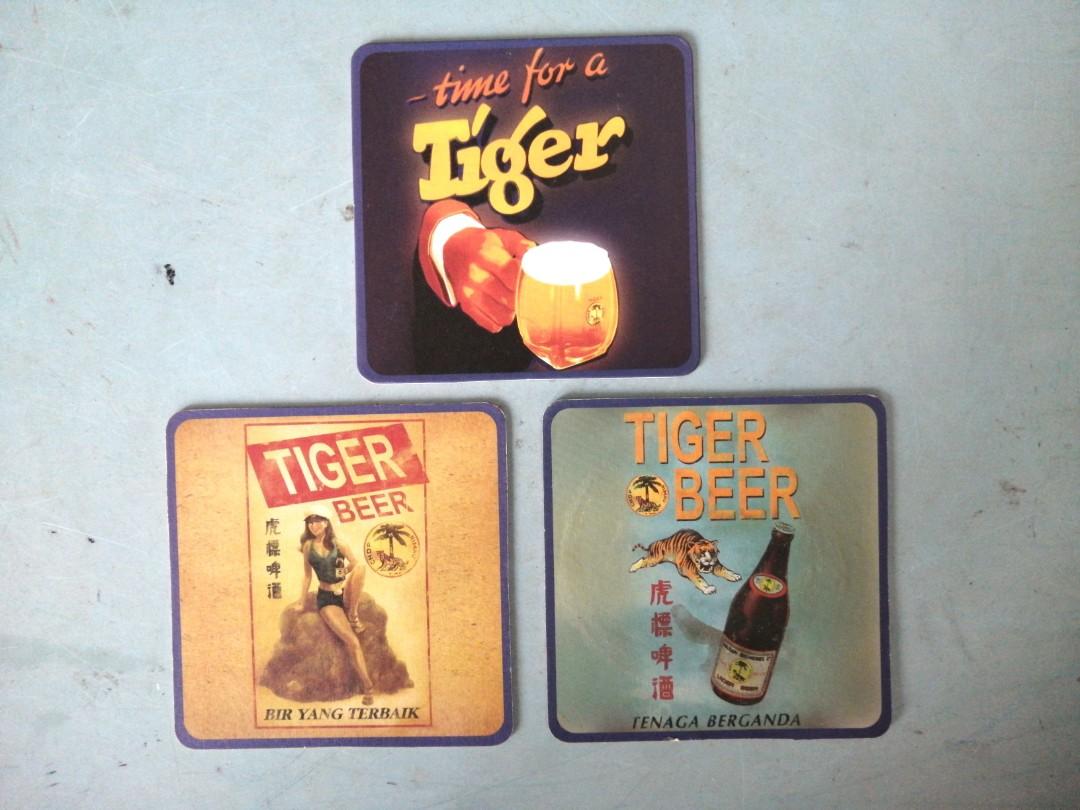 Tiger Beer Advertisement Paper Coasters Vintage style 3 designs ...