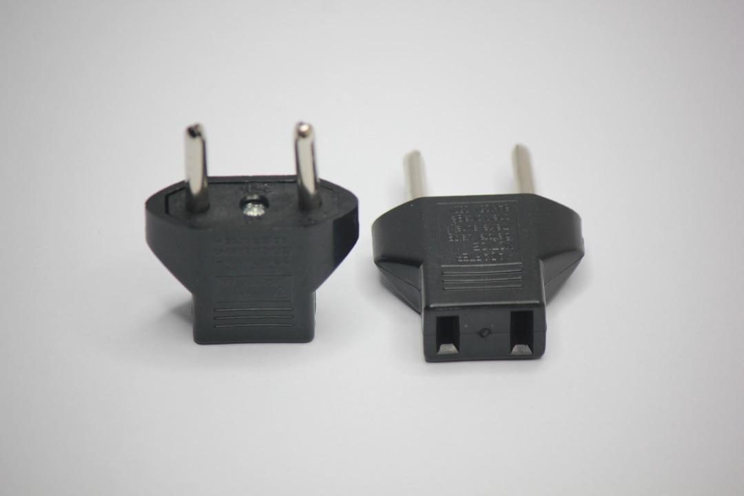 TRAVEL PLUG ADAPTER, US to EU 6A 250V, EUROPEAN ADAPTER 4mm ROUND PIN ...