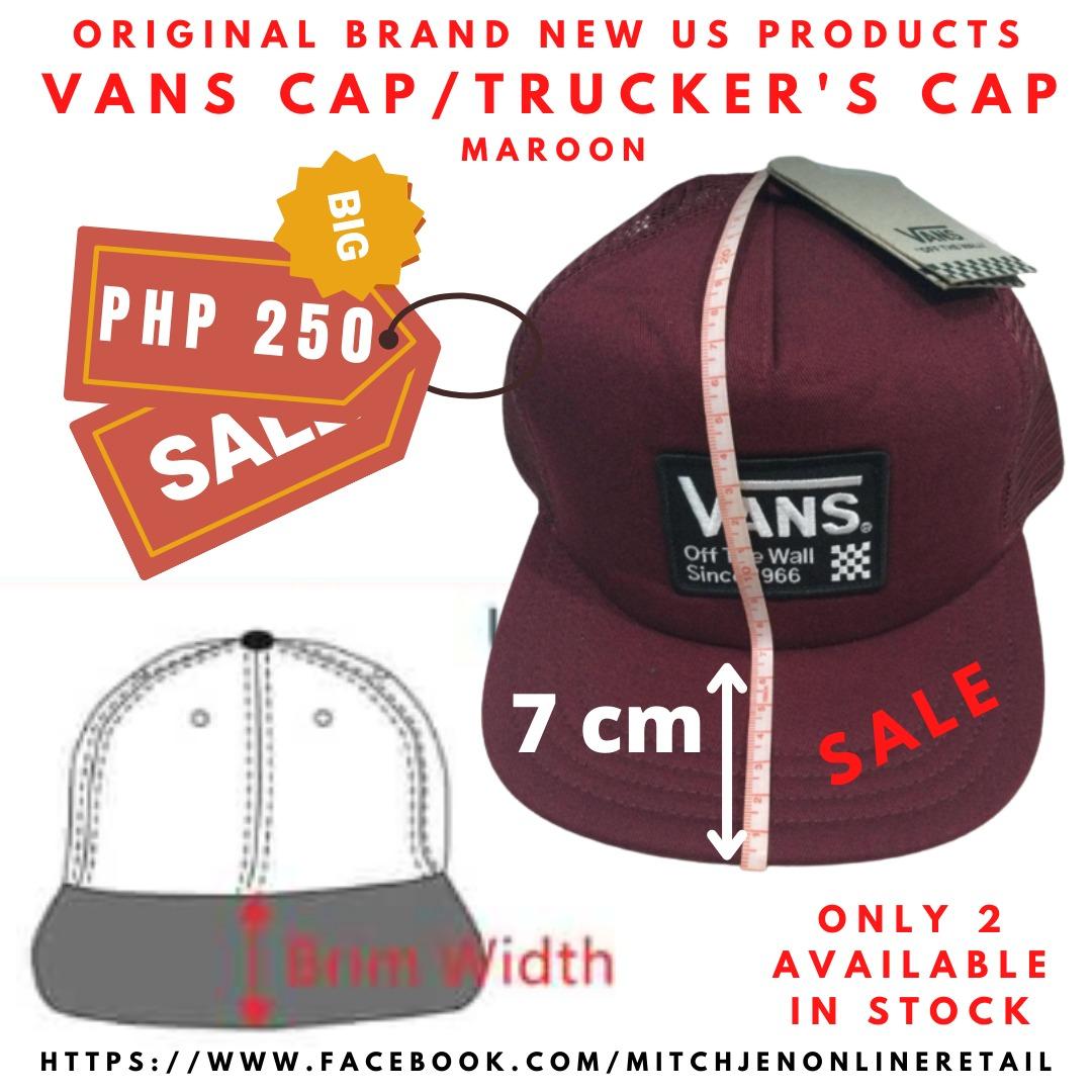 VANS BASEBALL CAP-ORIGINAL TRUCKERS CAP MAROON COLOR, Men's Fashion ...