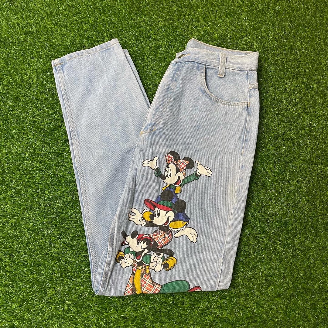 Vintage 90s Mickey Mouse Printed Jeans Men s Fashion Bottoms Jeans