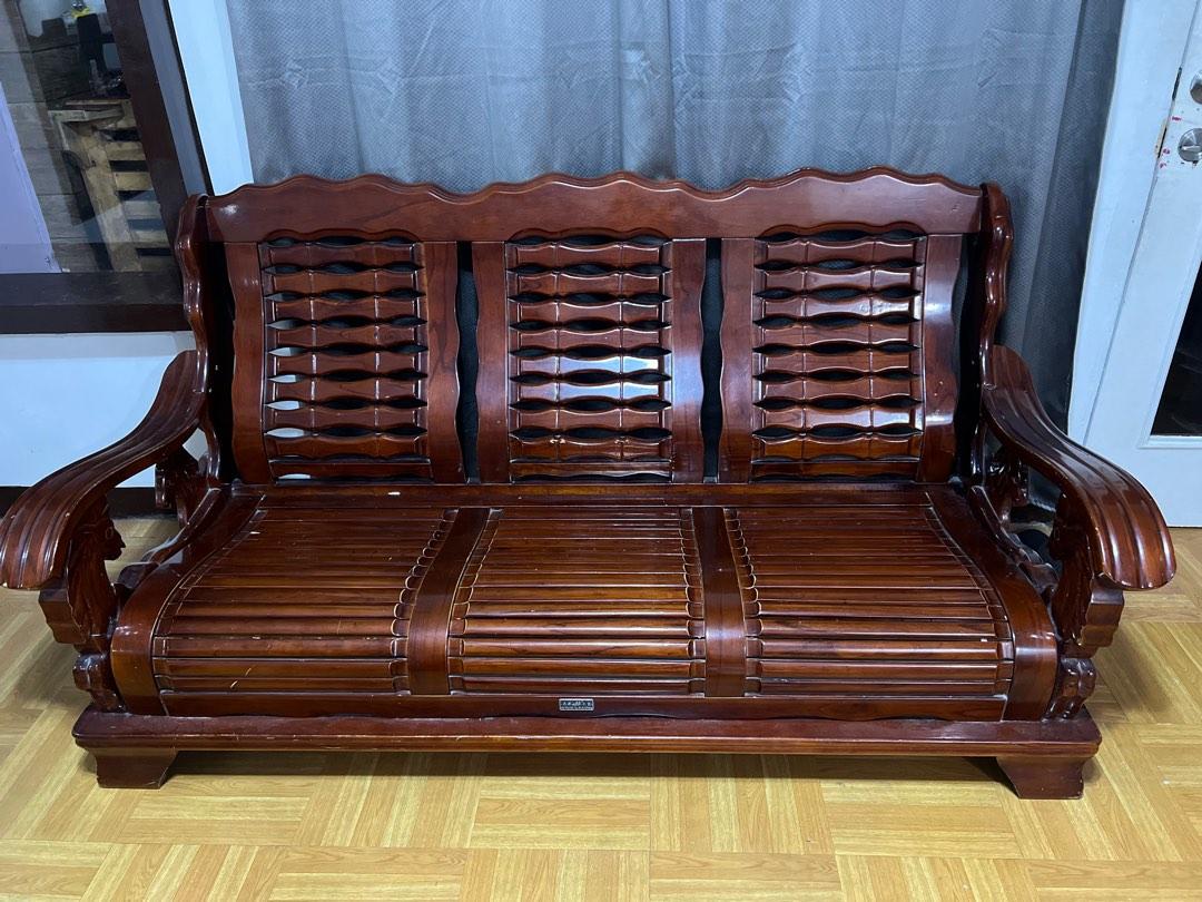 WOODEN SALA SET, Furniture & Home Living, Furniture, Sofas on Carousell