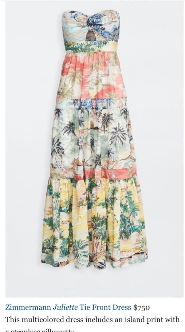 Zimmerman Juliette Tie Front Dress Size 2, Women's Fashion, Dresses ...