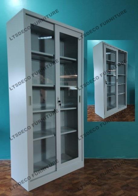 2 Doors Sliding Glass Steel Cabinet office partition, Furniture & Home ...