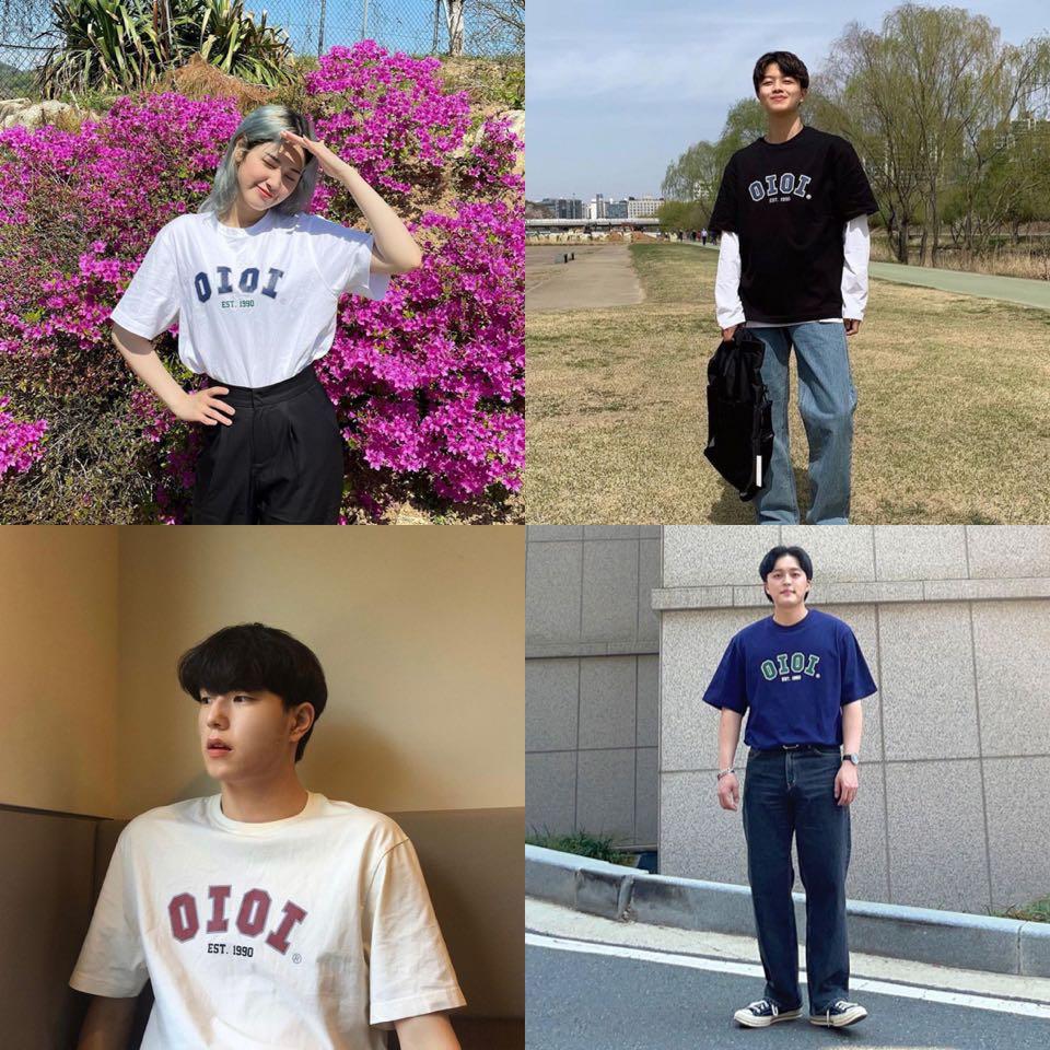 韓國潮牌 Oioi Signature logo tee 情侶裝, 男裝, 上身及套裝, T-shirt、恤衫、有領衫 - Carousell