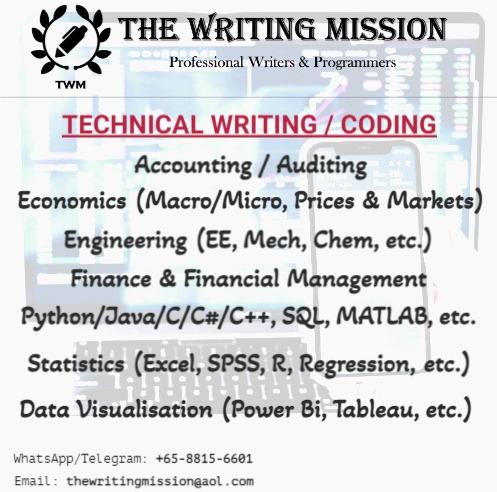 Accounting, Auditing, Economics, Finance, Python, Java, C#, C++, Statistics, Data Visualisation ...