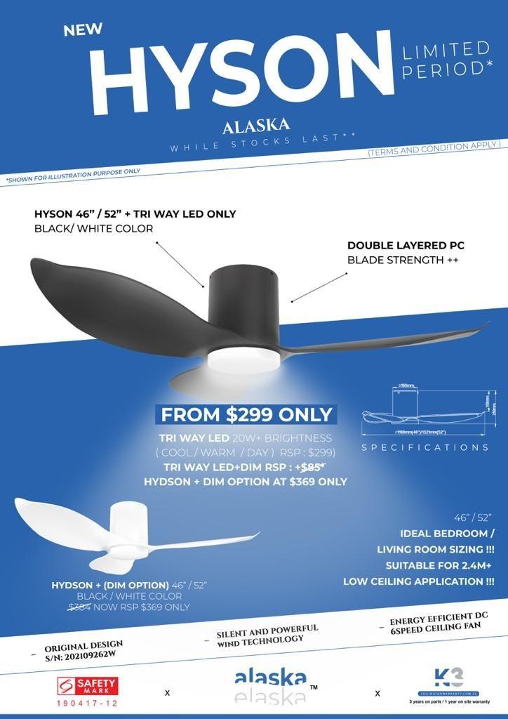 Alaska Hyson Hugger DC Ceiling Fan with LED Light (Special Price In ...