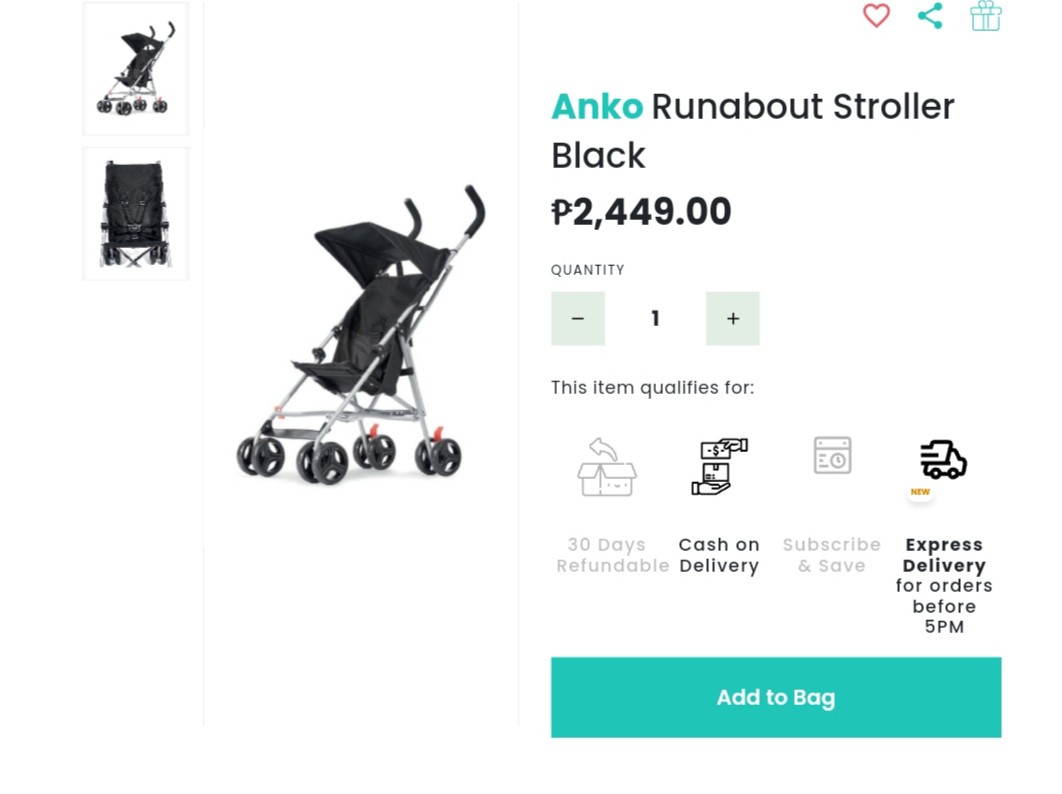 Anko Runabout Stroller Black, Babies & Kids, Going Out, Strollers on ...