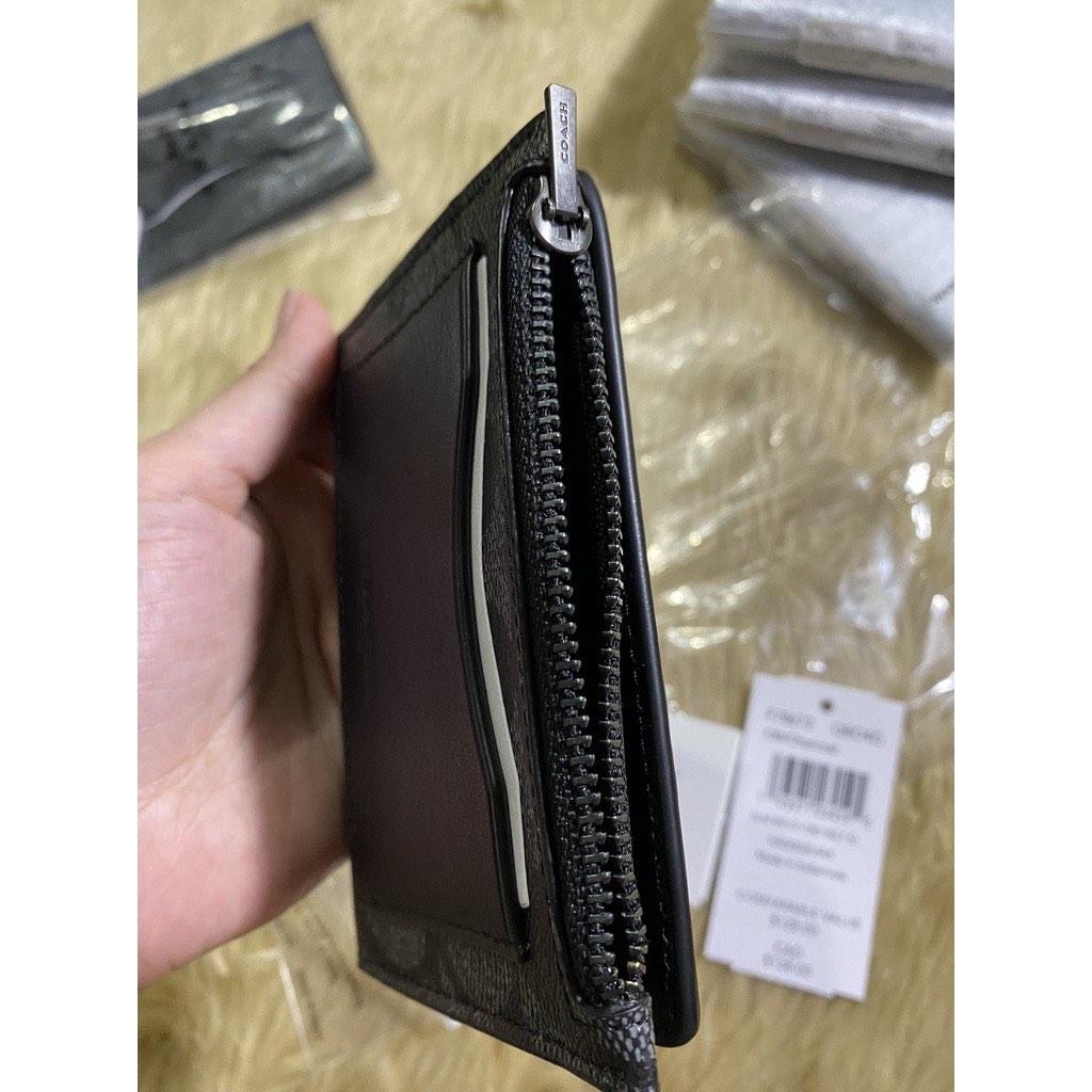 AUTHENTIC COACH Slim Bifold Card Wallet for Men In Signature Canvas ...