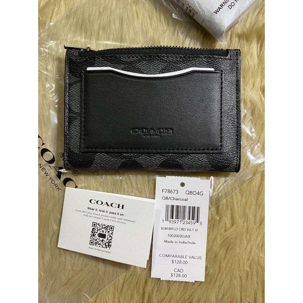AUTHENTIC COACH Slim Bifold Card Wallet for Men In Signature Canvas ...