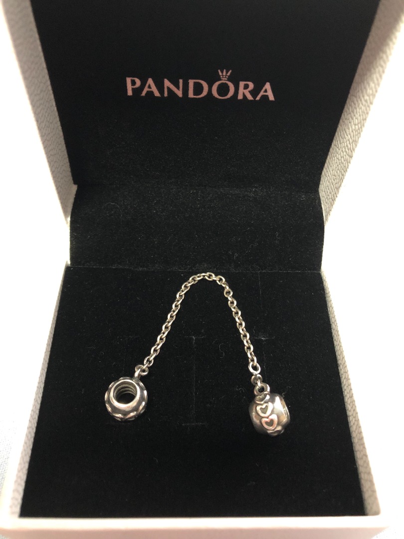 Authentic Pandora Band of Hearts Safety Chain Charm, Women's Fashion ...