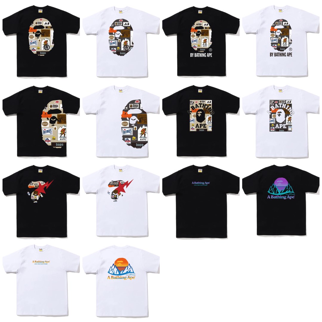 Bape multi label ape head college tee, Men's Fashion, Tops & Sets ...