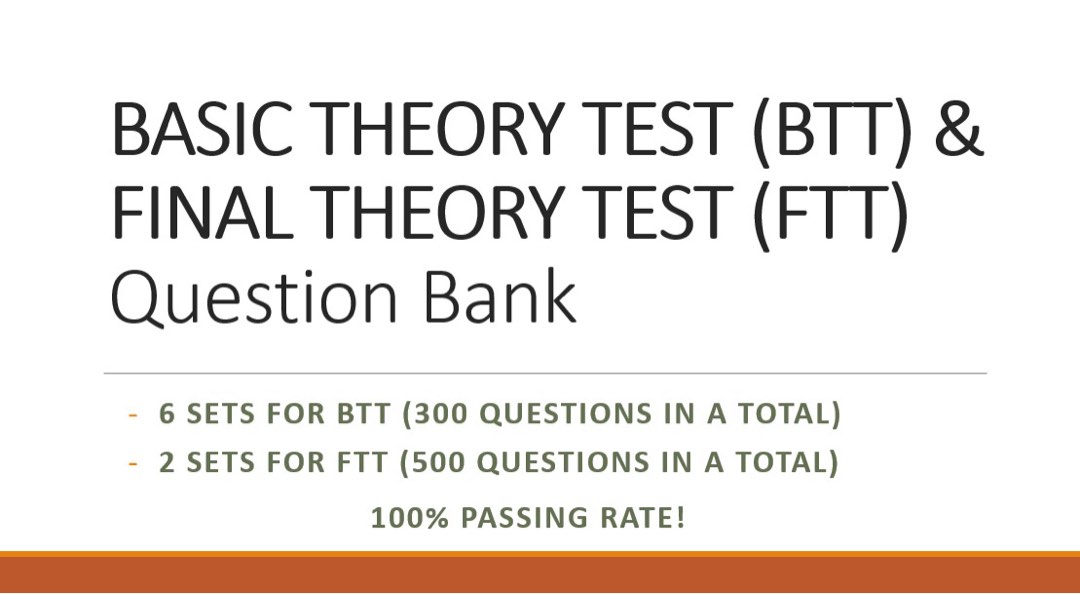 BASIC THEORY TEST (BTT) & FINAL THEORY TEST (FTT) Driving Test ...