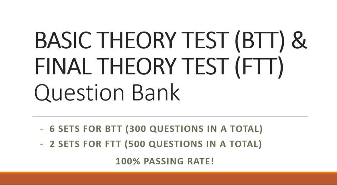 BASIC THEORY TEST (BTT) & FINAL THEORY TEST (FTT) Driving Test ...