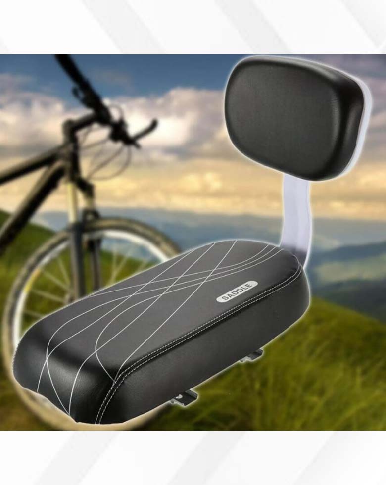 Bicycle Rear Seat leather Saddle Cushion Pad with Detachable Back Rest ...