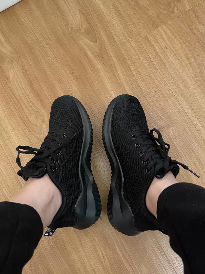 black covered shoes, Women's Fashion, Footwear, Sneakers on Carousell