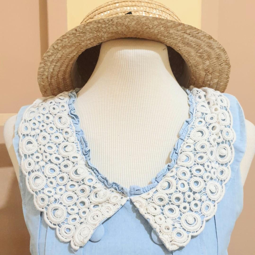 blue maong denim dress sleeveless cute korean style small preloved ...