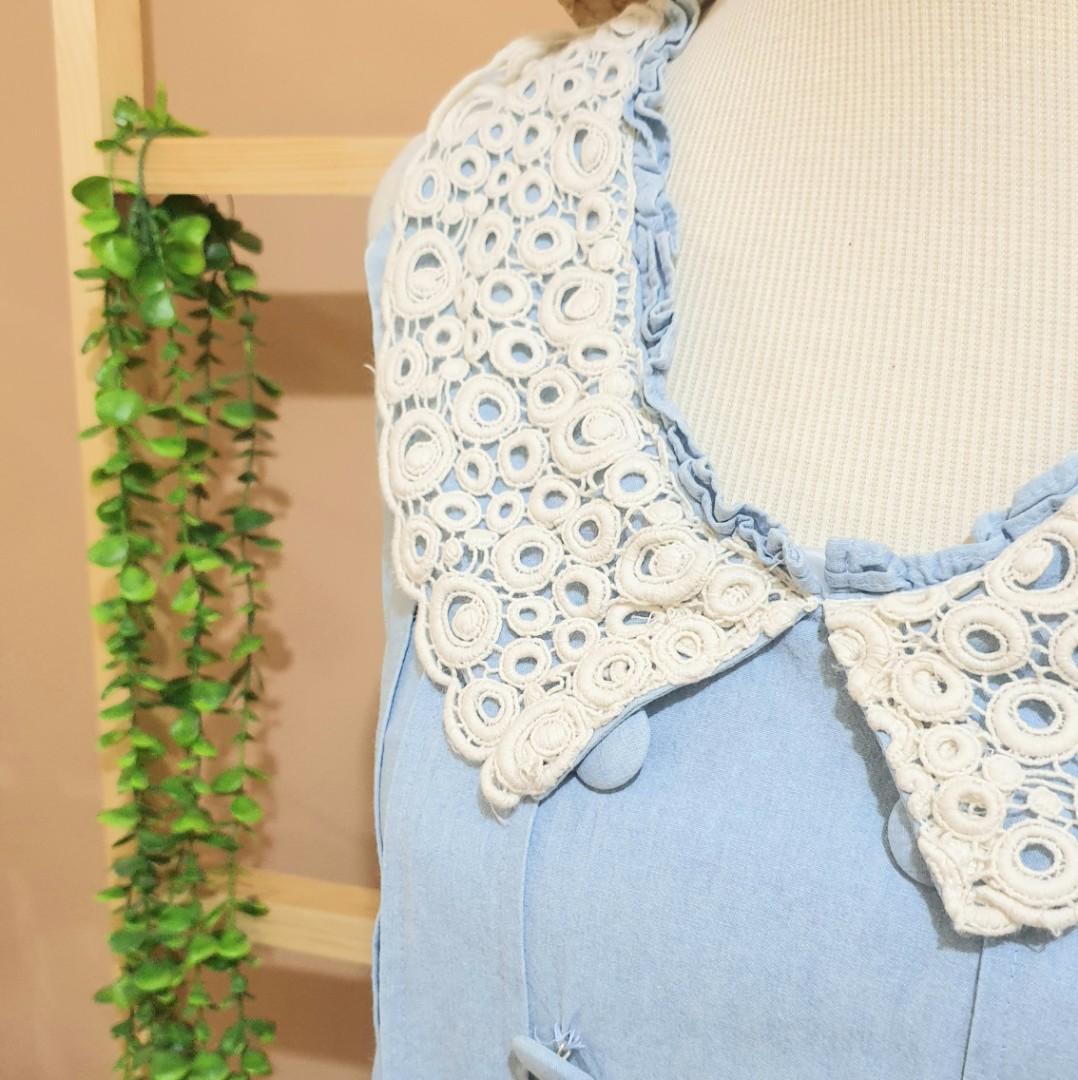 blue maong denim dress sleeveless cute korean style small preloved ...