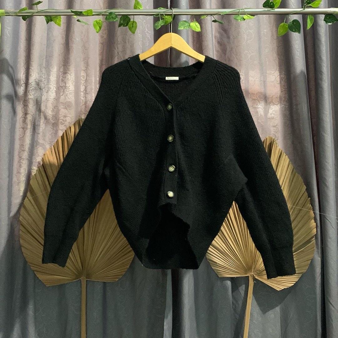 CARDIGAN GU UNIQLO HITAM, Fesyen Wanita, Pakaian Wanita, Baju Luaran di ...