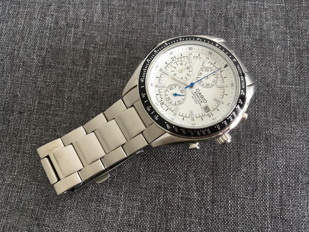 Casio Edifice EF-503D-7AV "white dial Speedmaster", 男裝, 手錶及配件, 手錶 ...