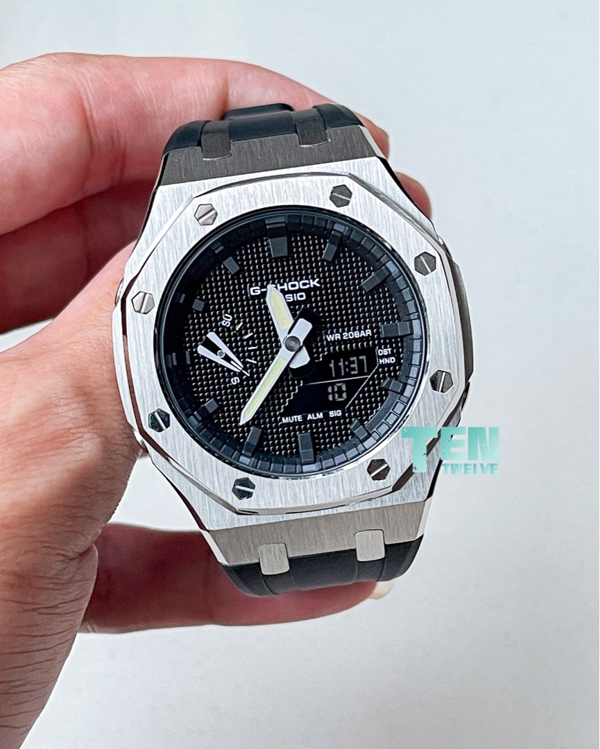 Casio G-Shock GA2100 GA2110 GA-2100 GA-2110 Silver Metal CasiOak Black ...