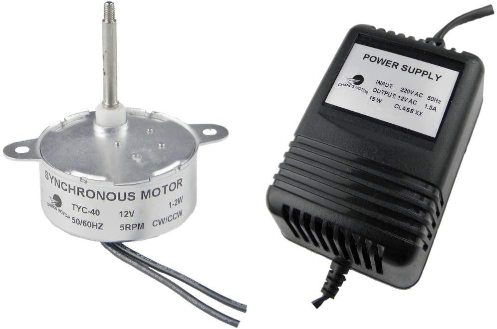 CHANCS Synchronous Motor TYC-40 TYZ-42 12V AC Motor 5RPM CW/CCW Shaft ...
