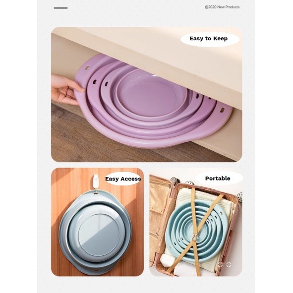 Collapsible / Folding Pail Wash Basin Foldable Portable Baby Bath Wash ...