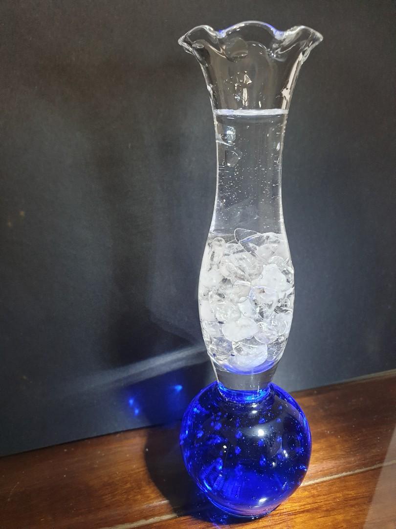 Kool blue crystal icing glass vase, Furniture & Home Living, Home Decor ...