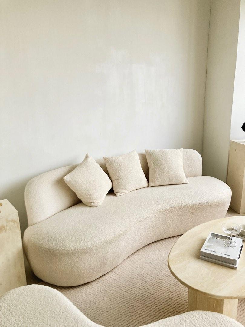 Curved Cream Sofa Couch, Furniture & Home Living, Furniture, Sofas on ...