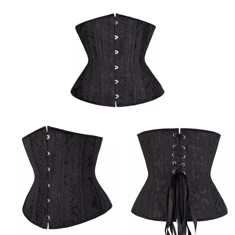 Black Elegant Waist Corset (Ribbon Corset), Women's Fashion, New ...