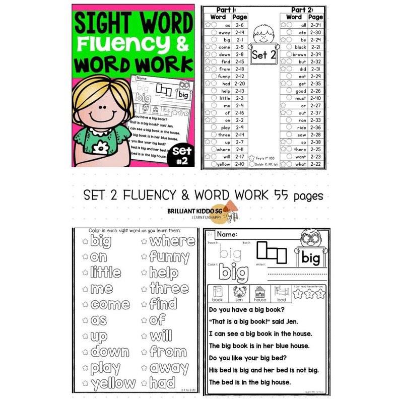 English Sight Words Fluency & Word Work Worksheet for children ...