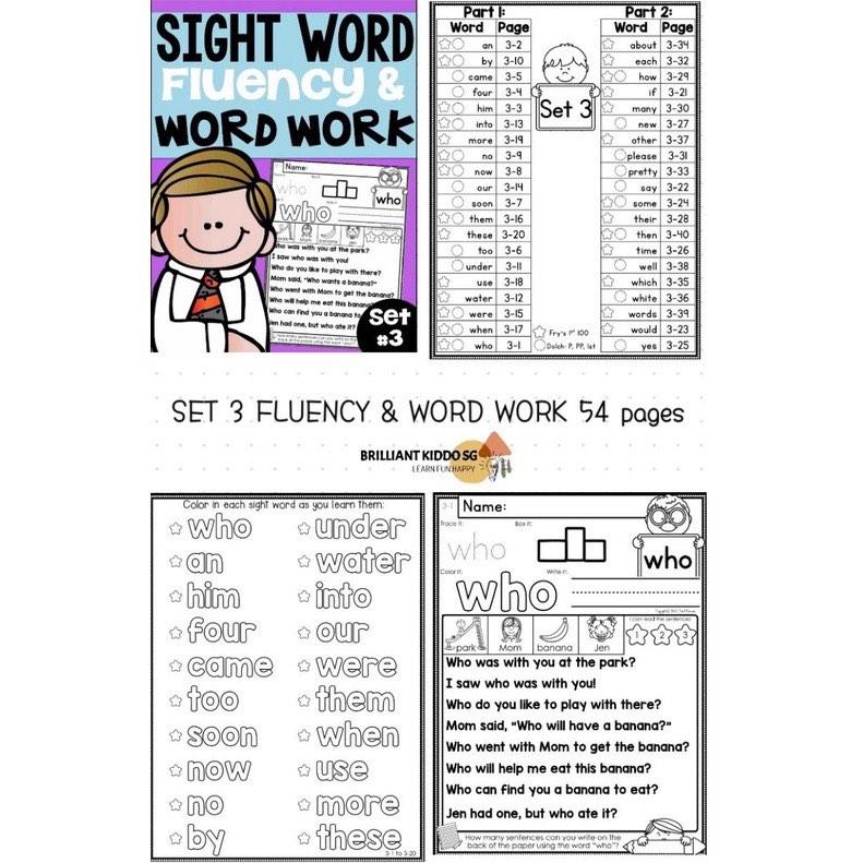 English Sight Words Fluency & Word Work Worksheet for children ...