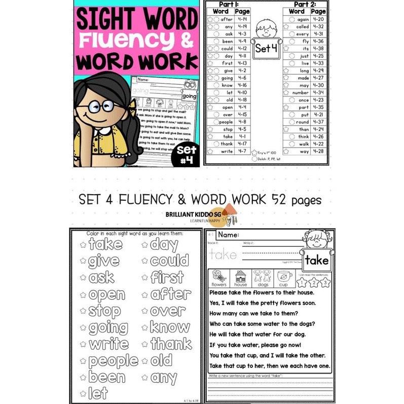 English Sight Words Fluency & Word Work Worksheet for children ...