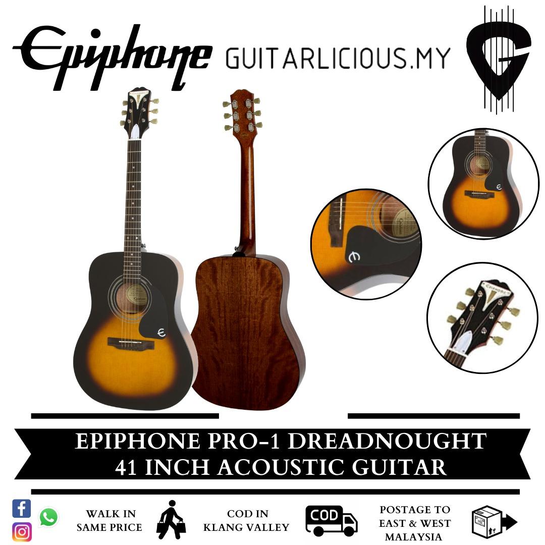 EPIPHONE PRO-1 41 inch Dreadnought Acoustic Guitar - Vintage Sunburst ( Pro1 / PRO-1 / VS / SB ...