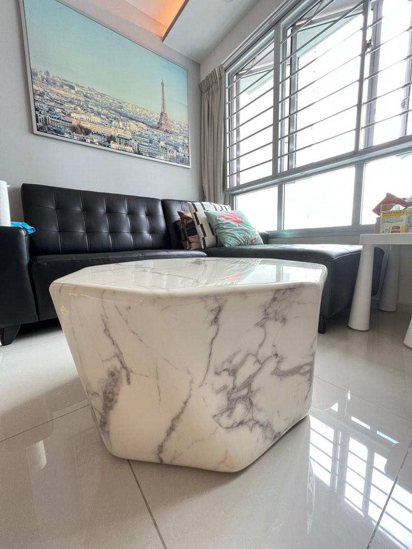 Fibre Glass Coffee Table with Marble design, Furniture & Home Living ...