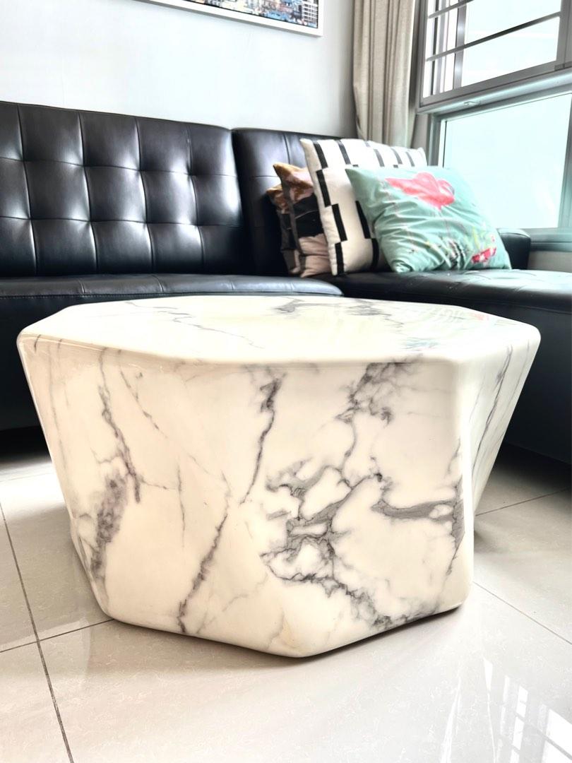 Fibre Glass Coffee Table with Marble design, Furniture & Home Living ...