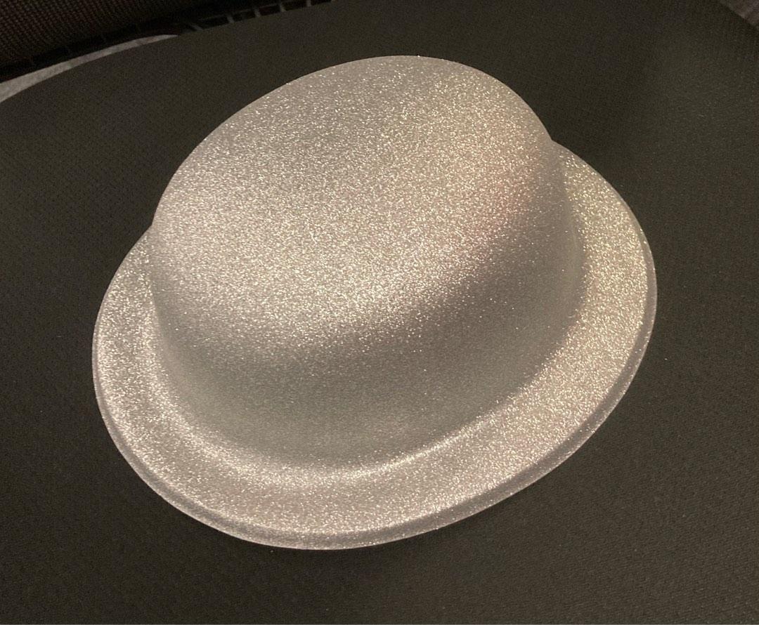 Gold Glitter Plastic Bowler Hat, Women's Fashion, Watches & Accessories ...