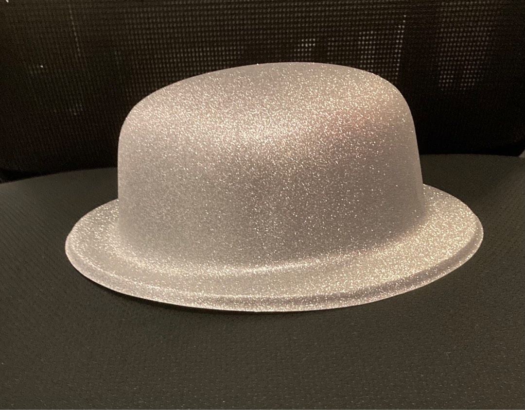 Gold Glitter Plastic Bowler Hat, Women's Fashion, Watches & Accessories ...
