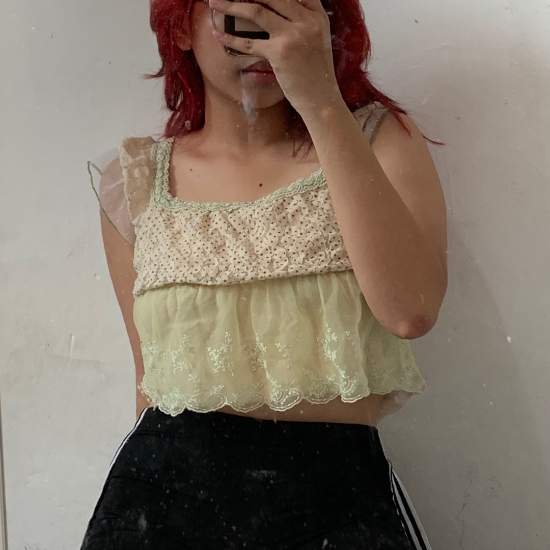 green fairycore / cottagecore top, Women's Fashion, Tops, Sleeveless on ...