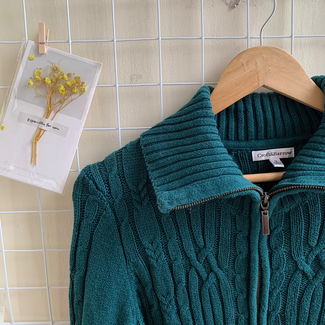 Green Knitted Jacket, Women's Fashion, Coats, Jackets and Outerwear on ...