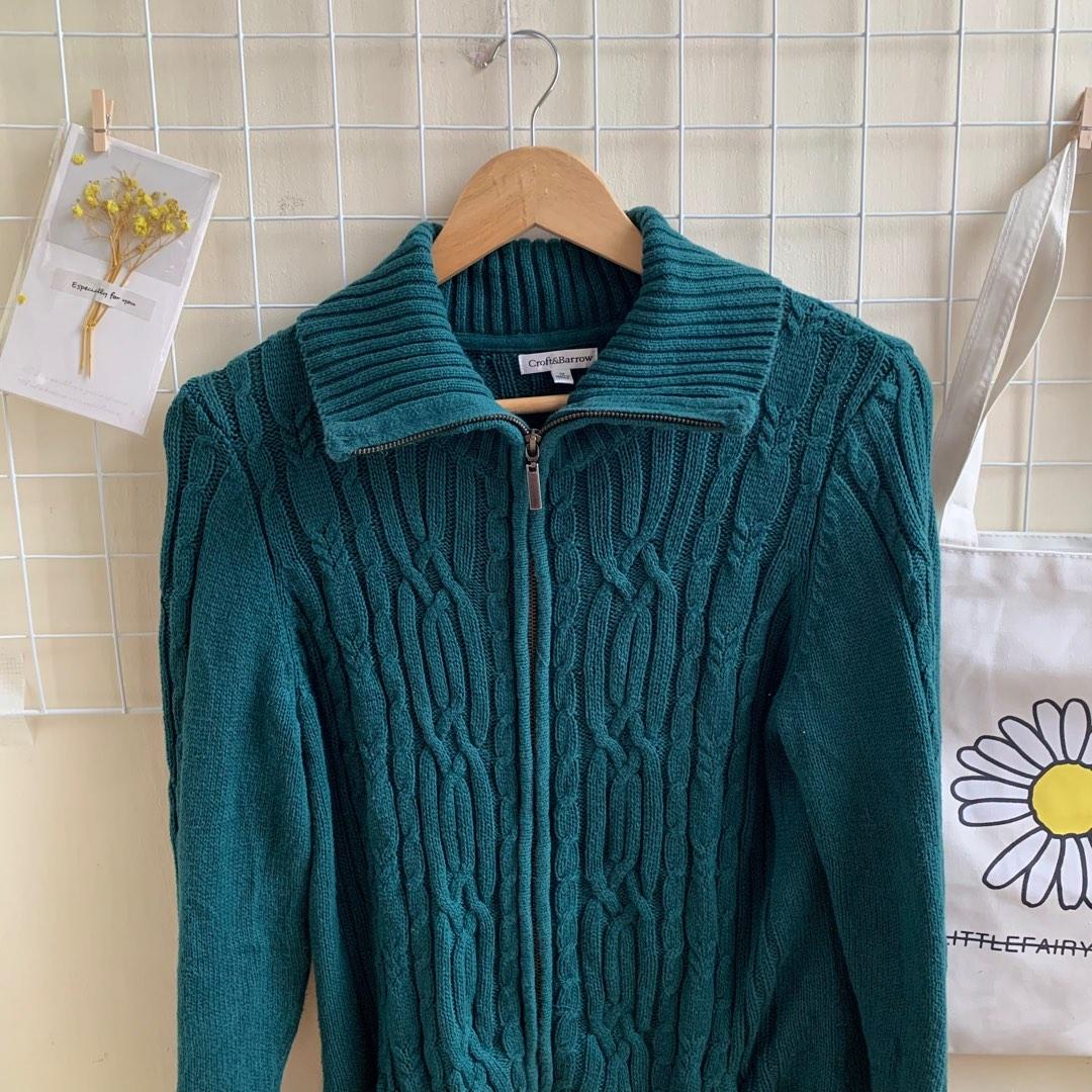 Green Knitted Jacket, Women's Fashion, Coats, Jackets and Outerwear on ...