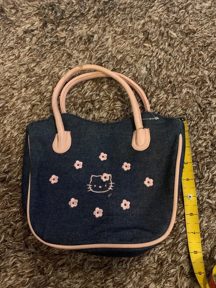 Hello kitty denim like small pouch bag, Women's Fashion, Bags & Wallets ...