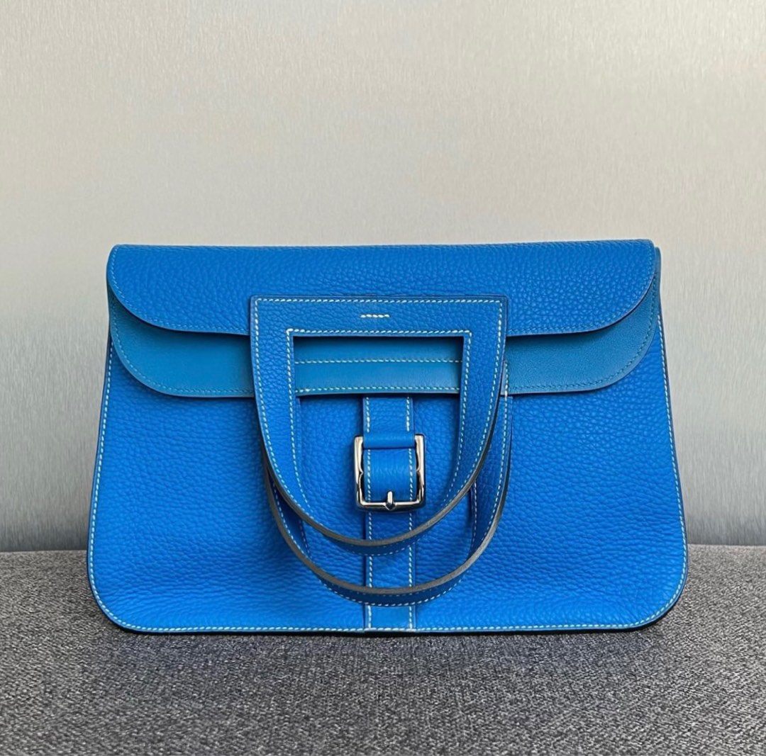 Hermes Hazlan 31 Blue Hydra Clemence Phw, Luxury, Bags & Wallets on ...