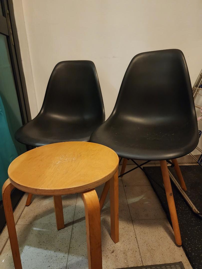 IKEA 2ea chair + 1ea stool, Furniture & Home Living, Furniture, Chairs ...