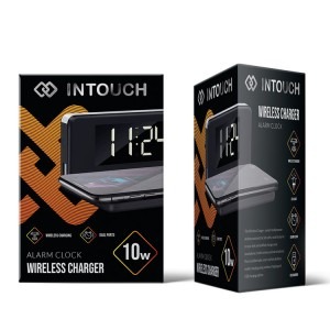 InTouch sleek design alarm clock + USB charging & wireless charging ...