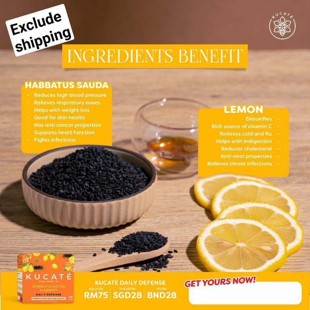 Kucate tea habbatus sauda + lemon, Food & Drinks, Beverages on Carousell