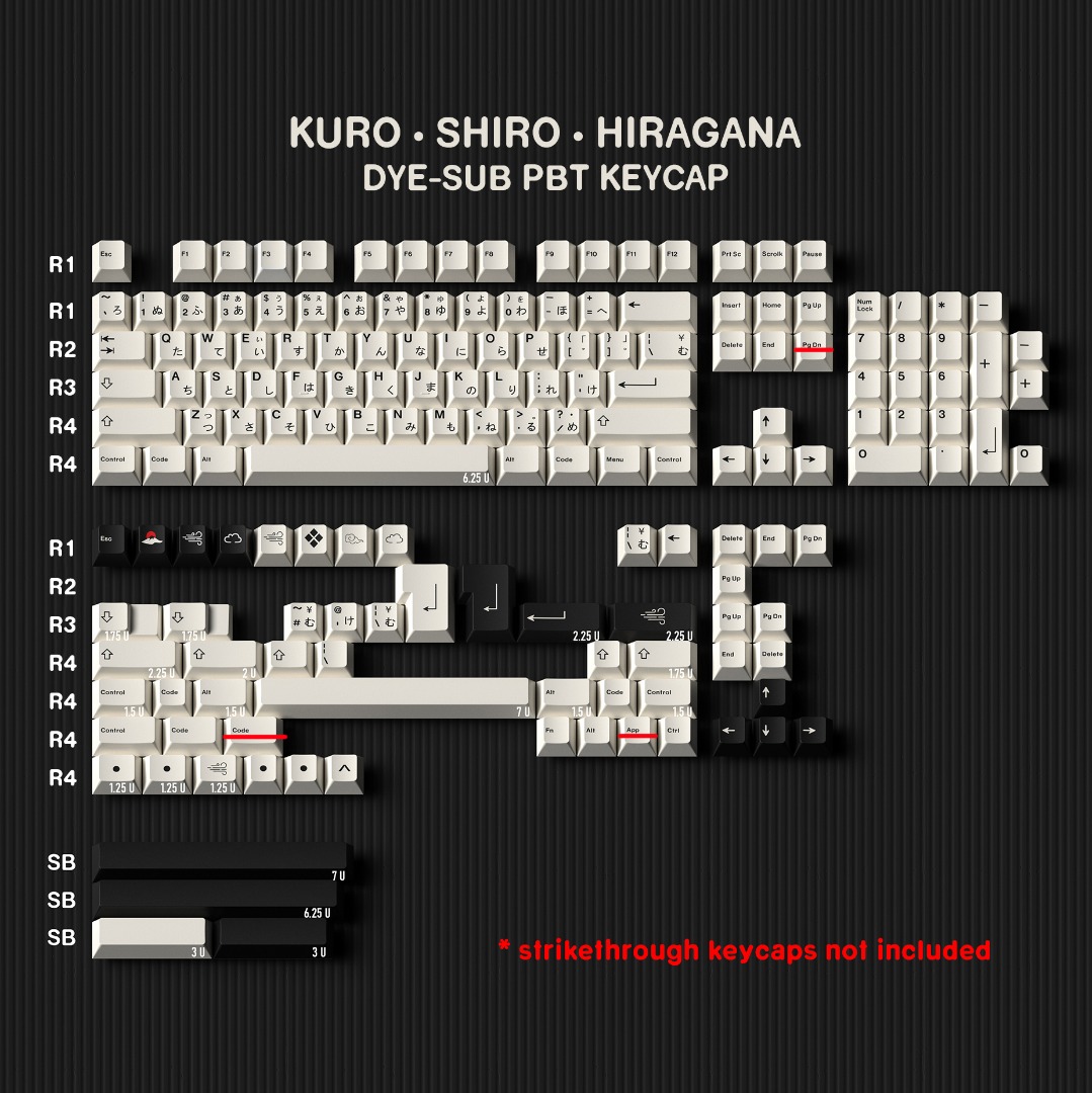 Kuro Shiro Dye-Sub PBT Keycap Set, Computers & Tech, Parts ...