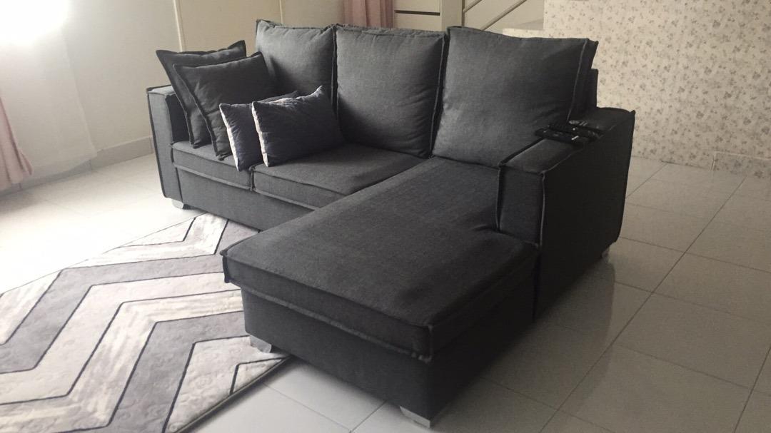 L Shape Sofa/ 3 Seater Sofa Modern Classic Simple Washable Fabric Sofa ...