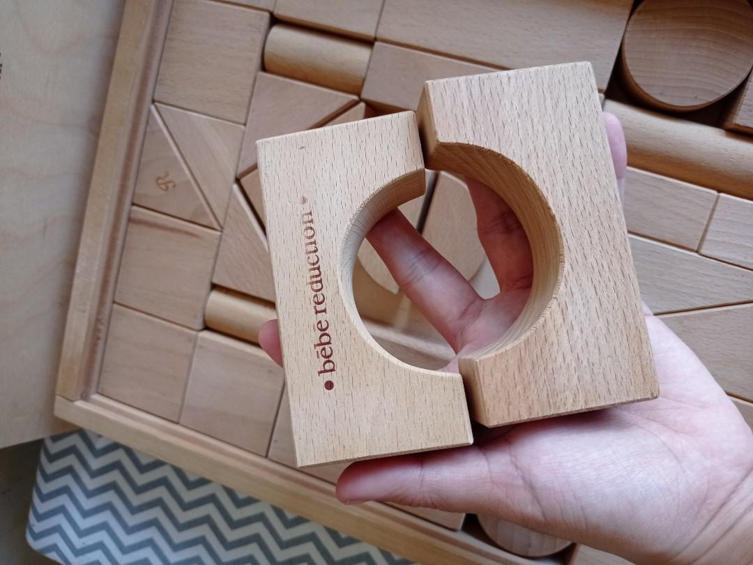 Natural Wood Building Blocks with Tray Storage, Hobbies & Toys, Toys ...